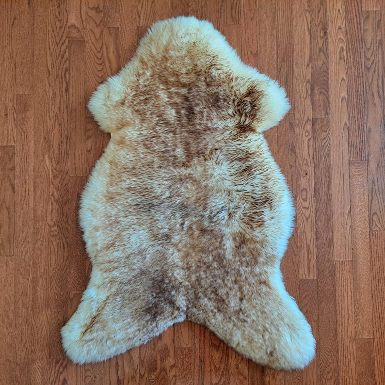 RUSTIC Real Sheepskin Rug - Soft, Cozy, Warm - Genuine Sheepskin ...