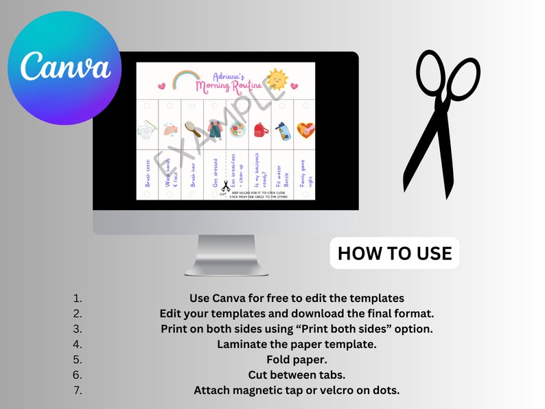 Kids Flip Daily Routine and Chores Chart, Editable Canva Template ...