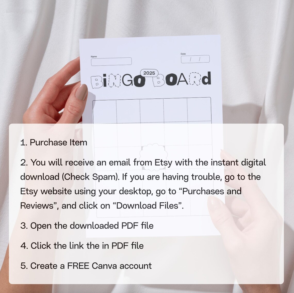 Vision Board Bingo Template Printable and Digital 2025 New Year ...