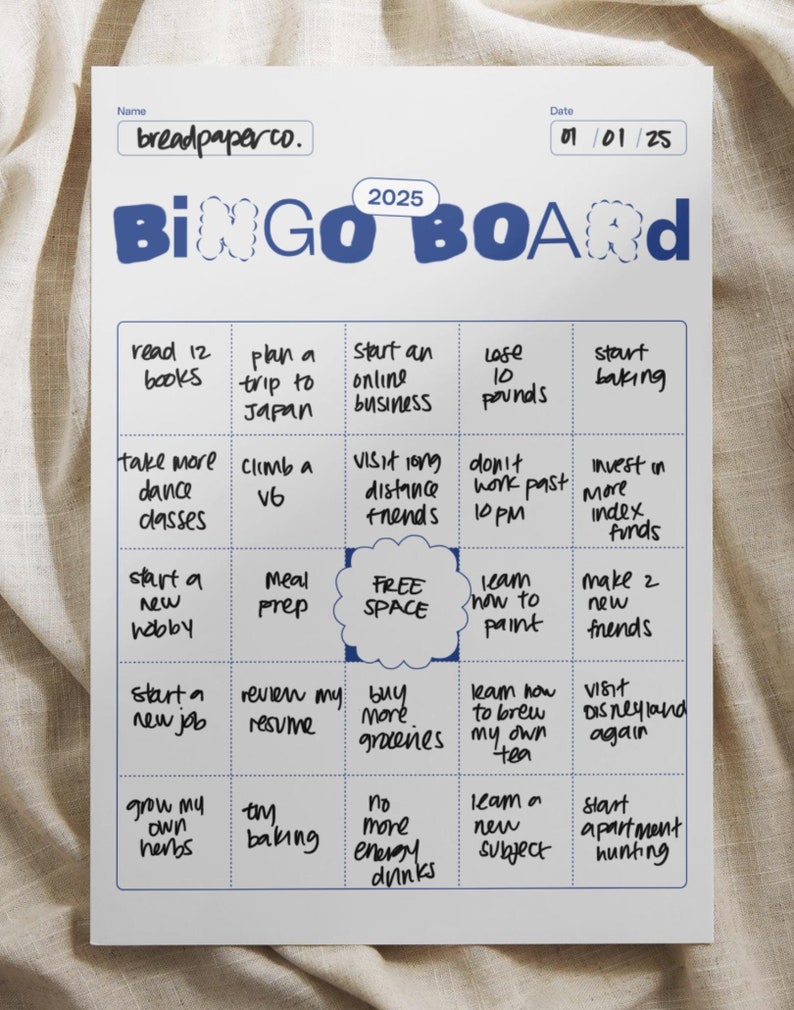 Vision Board Bingo Template Printable and Digital 2025 New Year ...
