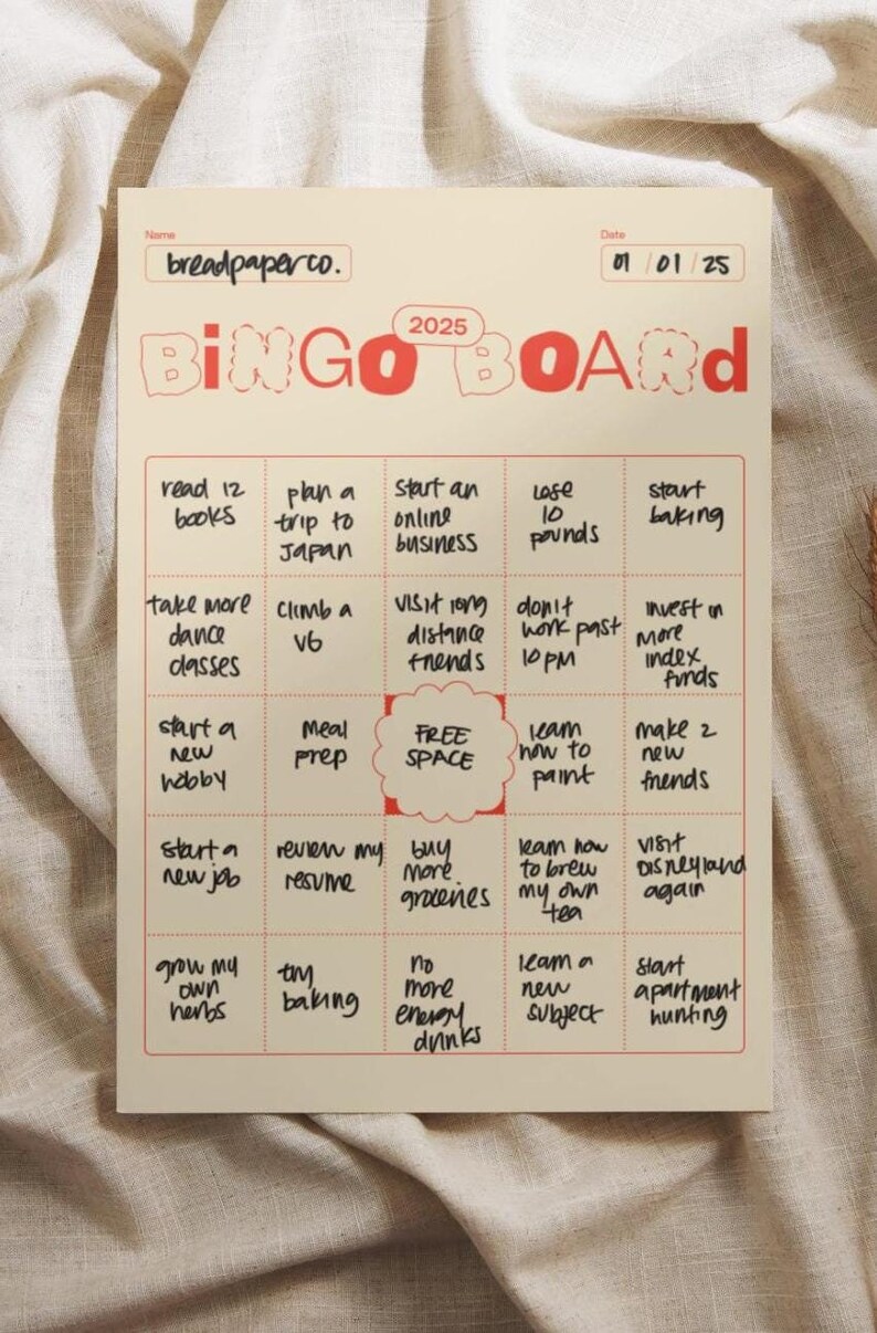 Vision Board Bingo Template Printable and Digital 2025 New Year ...