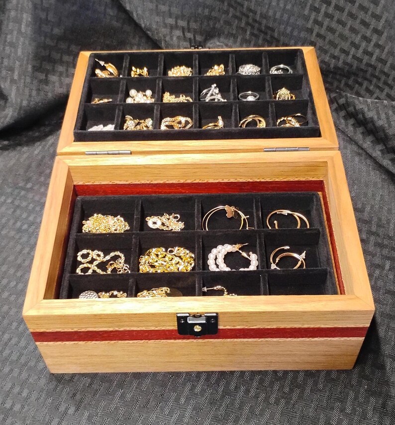 Handmade Butternut Padauk Sycamore Locking Jewelry Box | Organizer ...