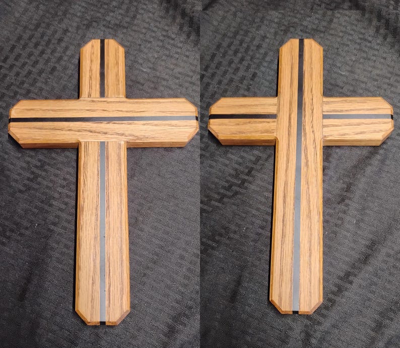 Colored Inlay Crosses | Oak & Epoxy | 12" X 8" | Handcrafted Christian ...