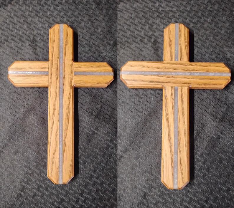 Colored Inlay Crosses | Oak & Epoxy | 12" X 8" | Handcrafted Christian ...