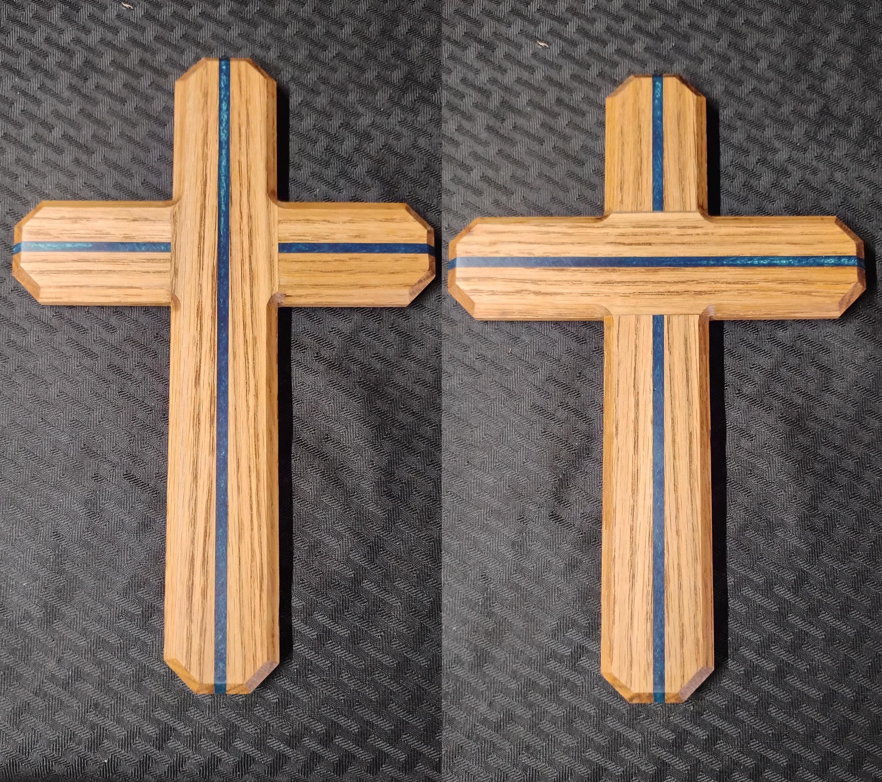 Colored Inlay Crosses | Oak & Epoxy | 12" X 8" | Handcrafted Christian ...