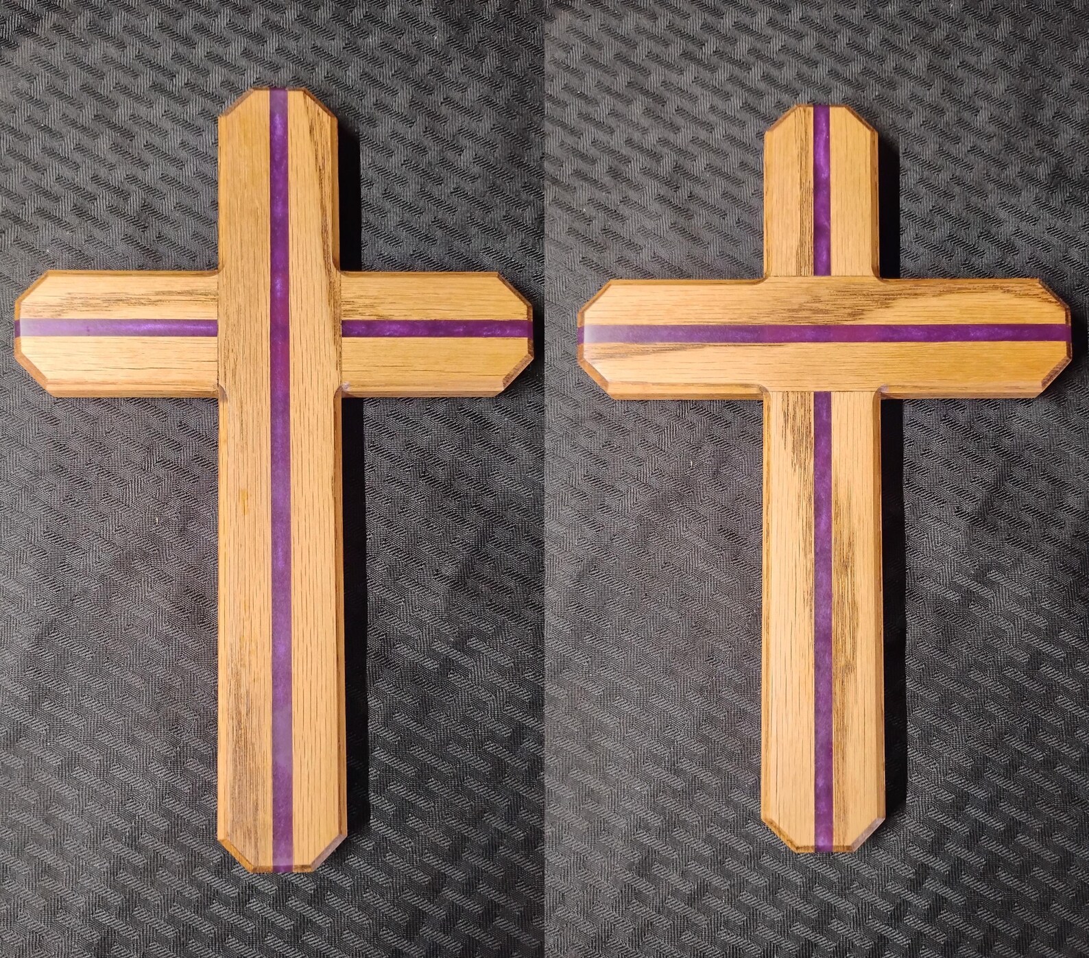 Colored Inlay Crosses | Oak & Epoxy | 12" X 8" | Handcrafted Christian ...