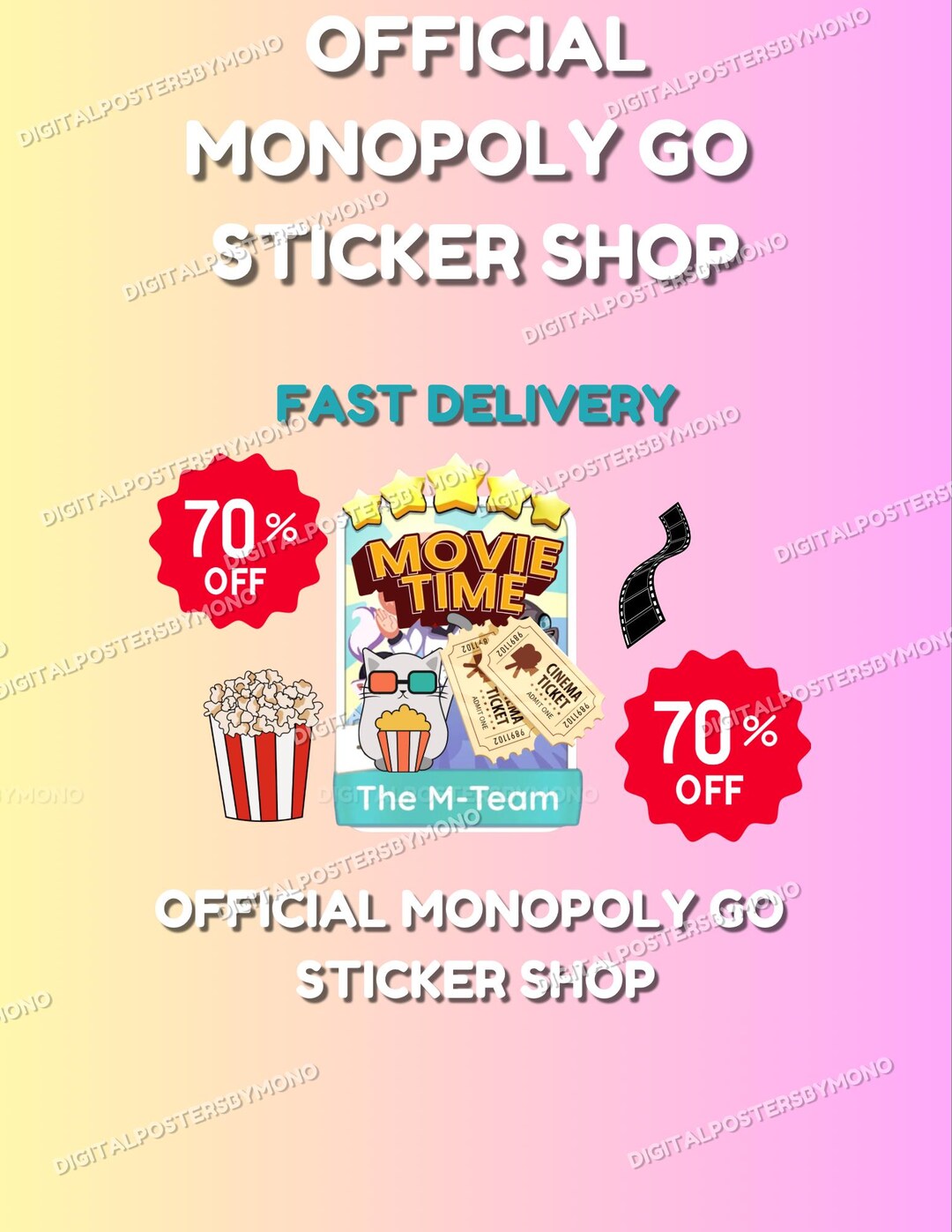 The M-team - Monopolygo 5 Star Digital Sticker - the M-team Printable ...