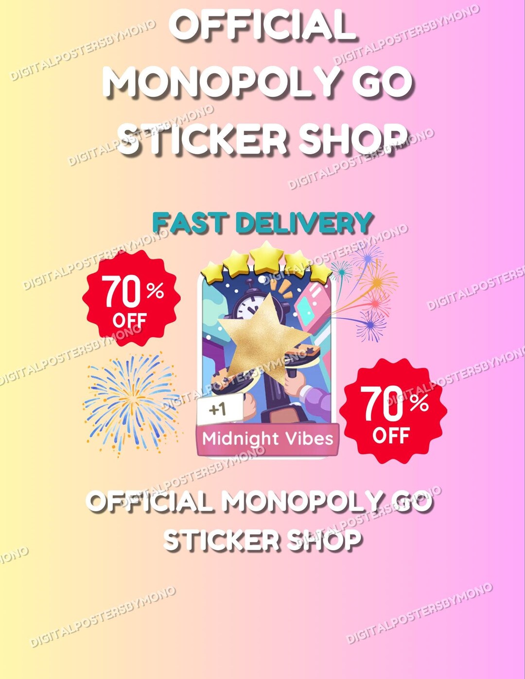 Midnight Vibes Monopolygo 5 Star Digital Sticker Midnight Vibes ...