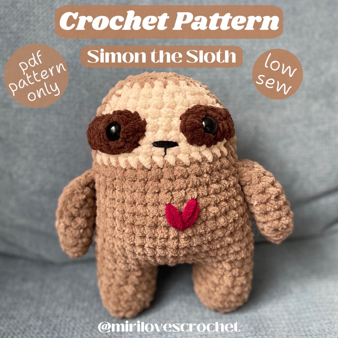 Simon the Sloth Crochet Pattern LOW SEW - Etsy