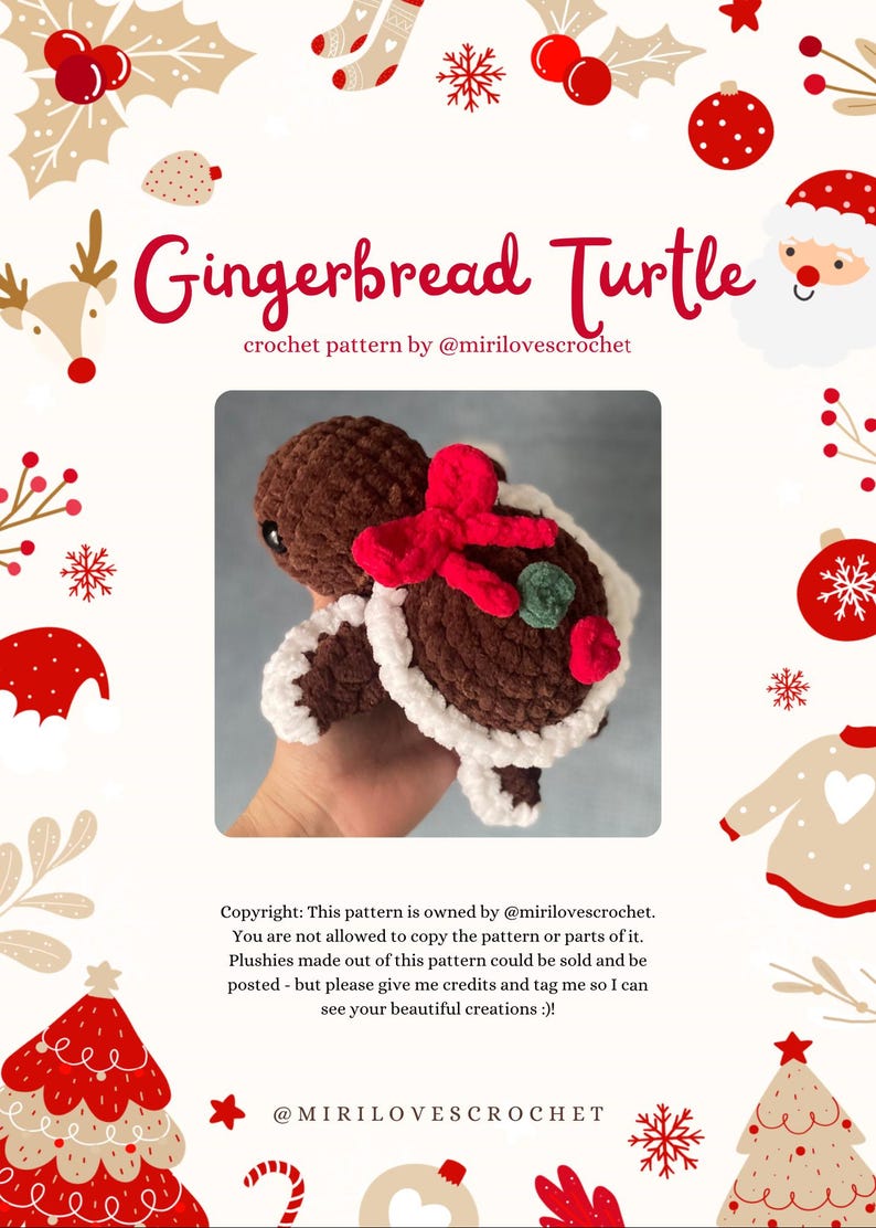 Gingerbread Turtle Crochet Pattern Christmas - Etsy