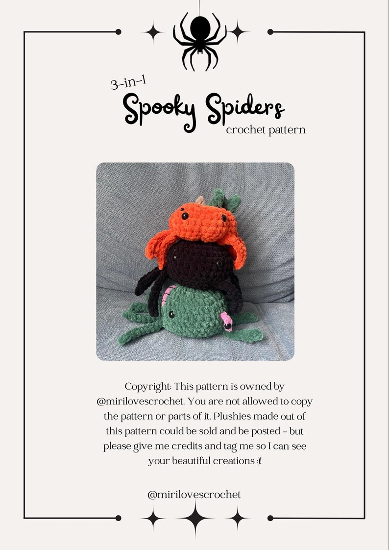 3-in-1 Spooky Spider Crochet Pattern - Etsy