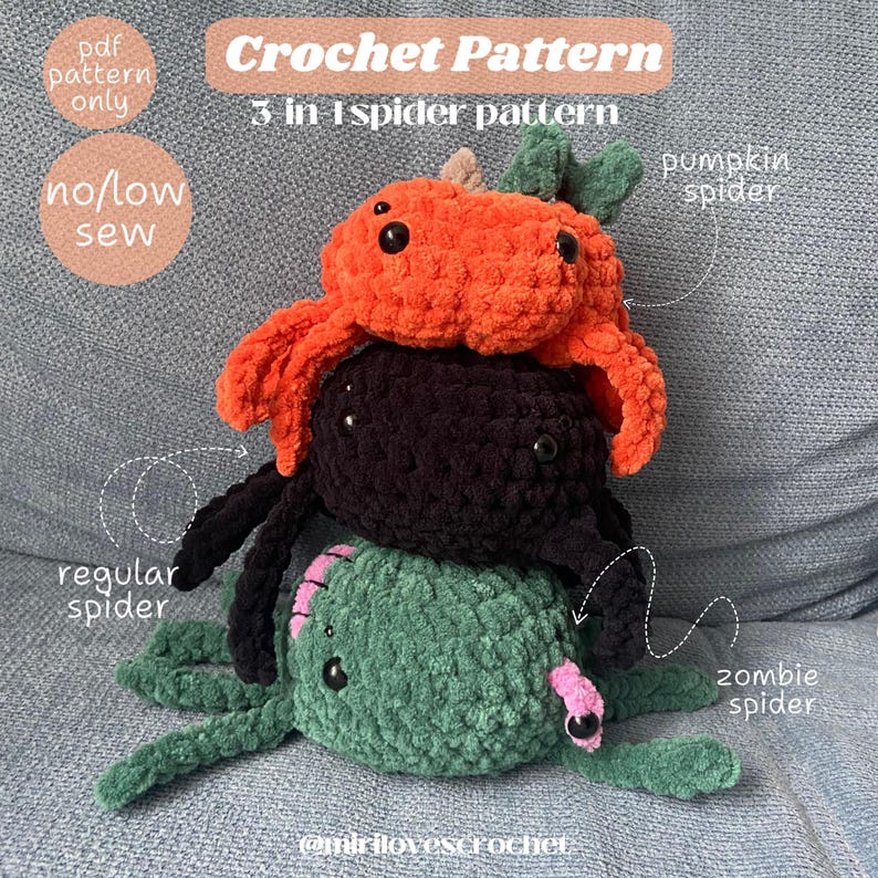 3-in-1 Spooky Spider Crochet Pattern - Etsy