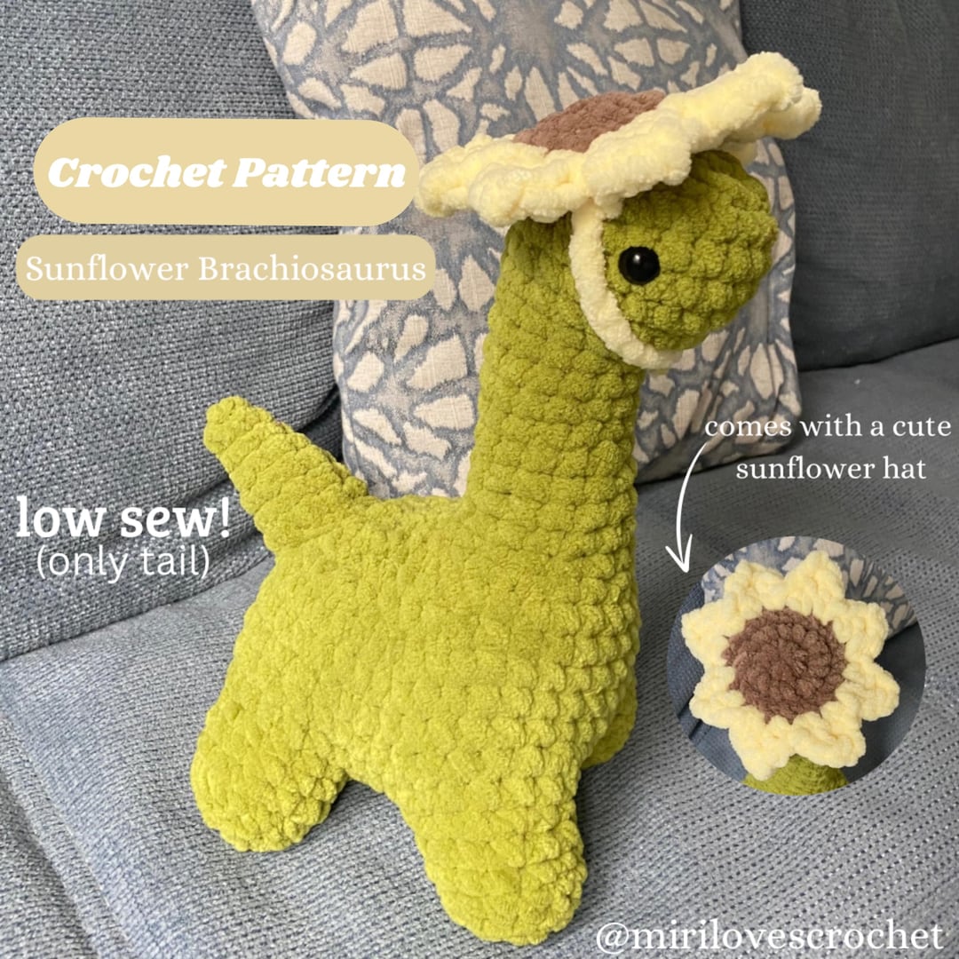 Sunflower Brachiosaurus Crochet Pattern - Etsy