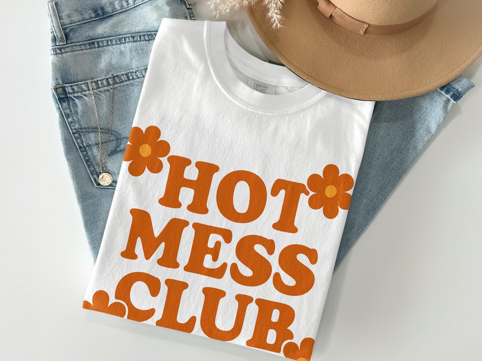 Hot Mess Club T-shirt: Retro 70s Floral Graphic Tee - Etsy