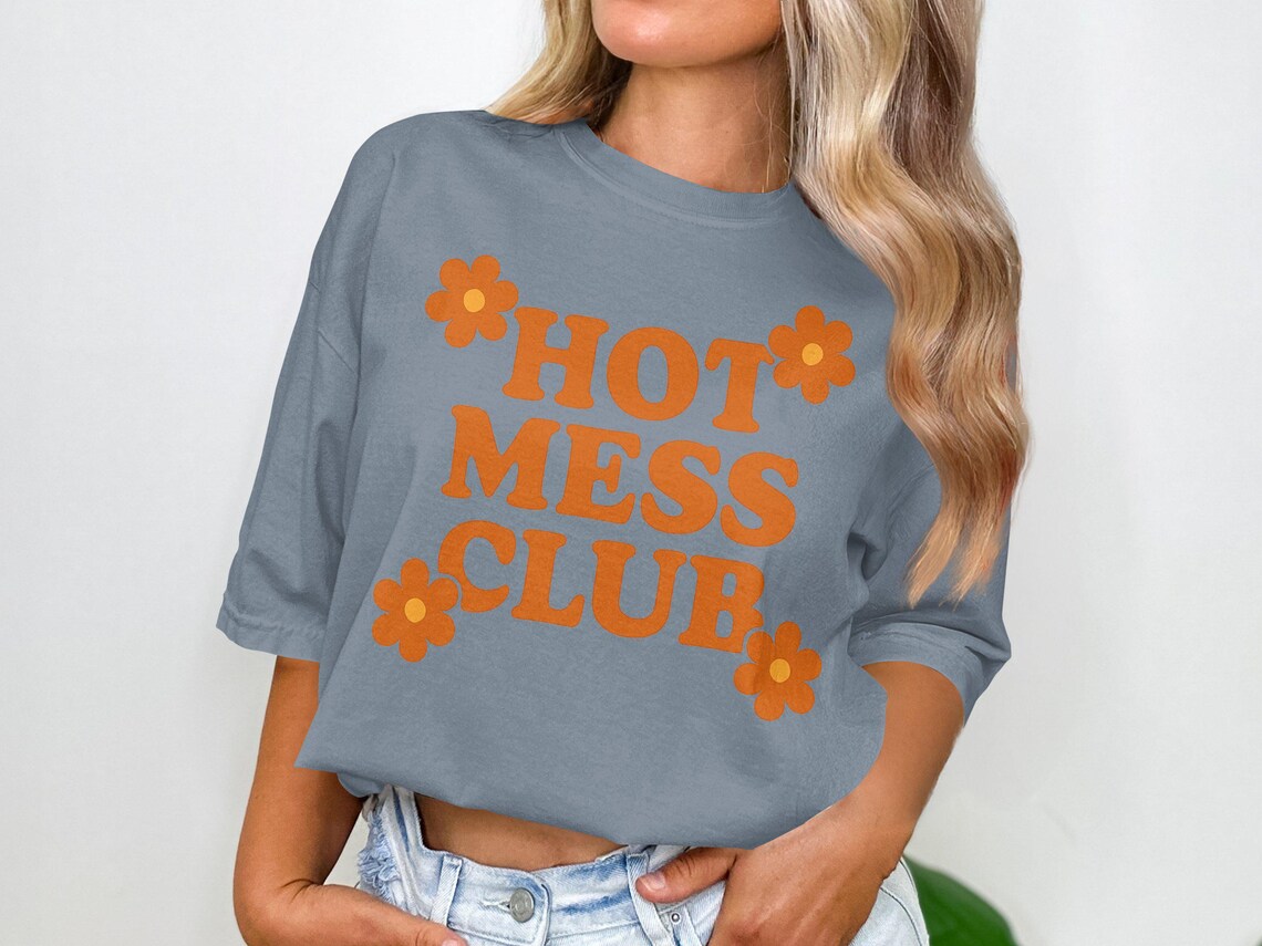 Hot Mess Club T-shirt: Retro 70s Floral Graphic Tee - Etsy