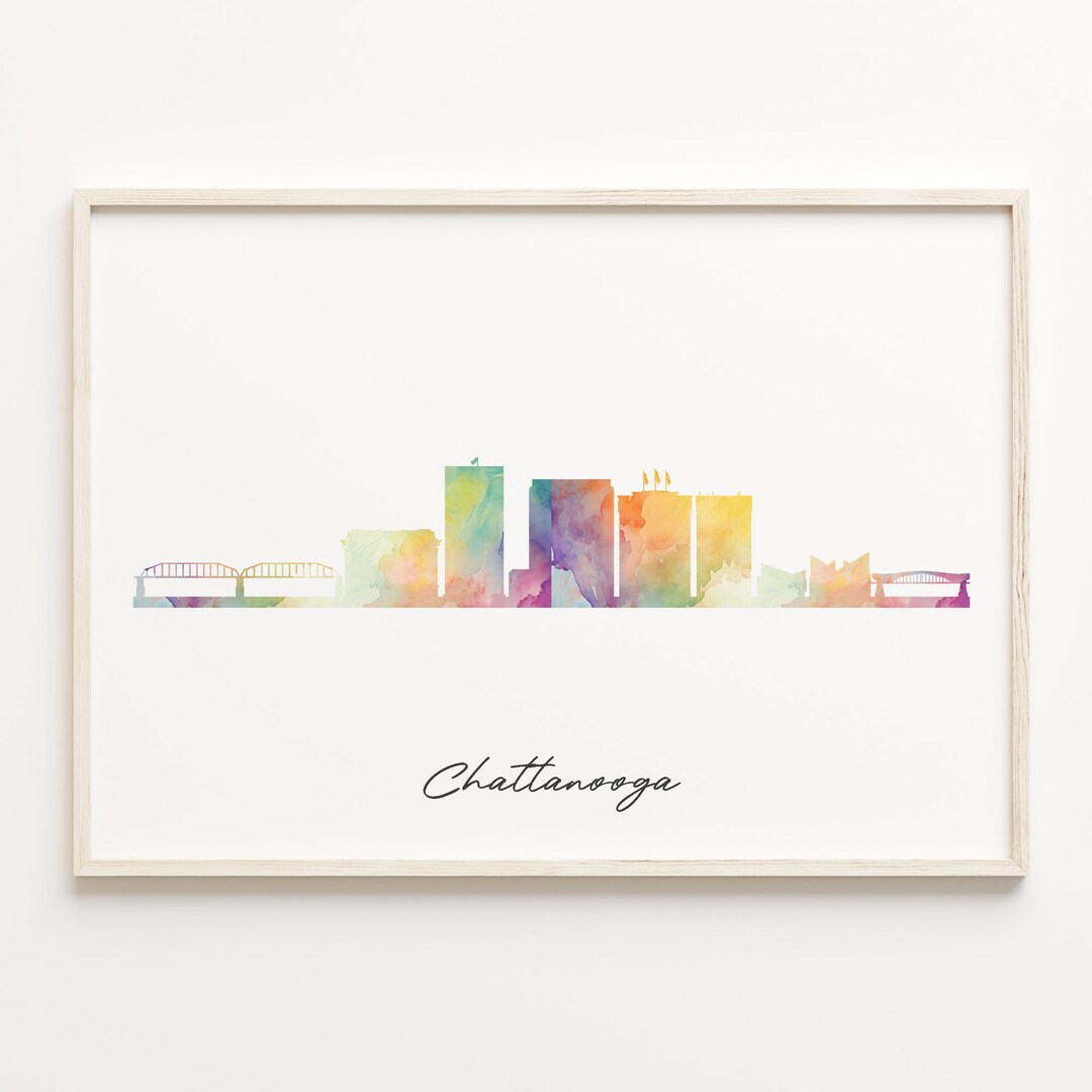Chattanooga Skyline Watercolor Print: Colorful Cityscape Poster - Etsy