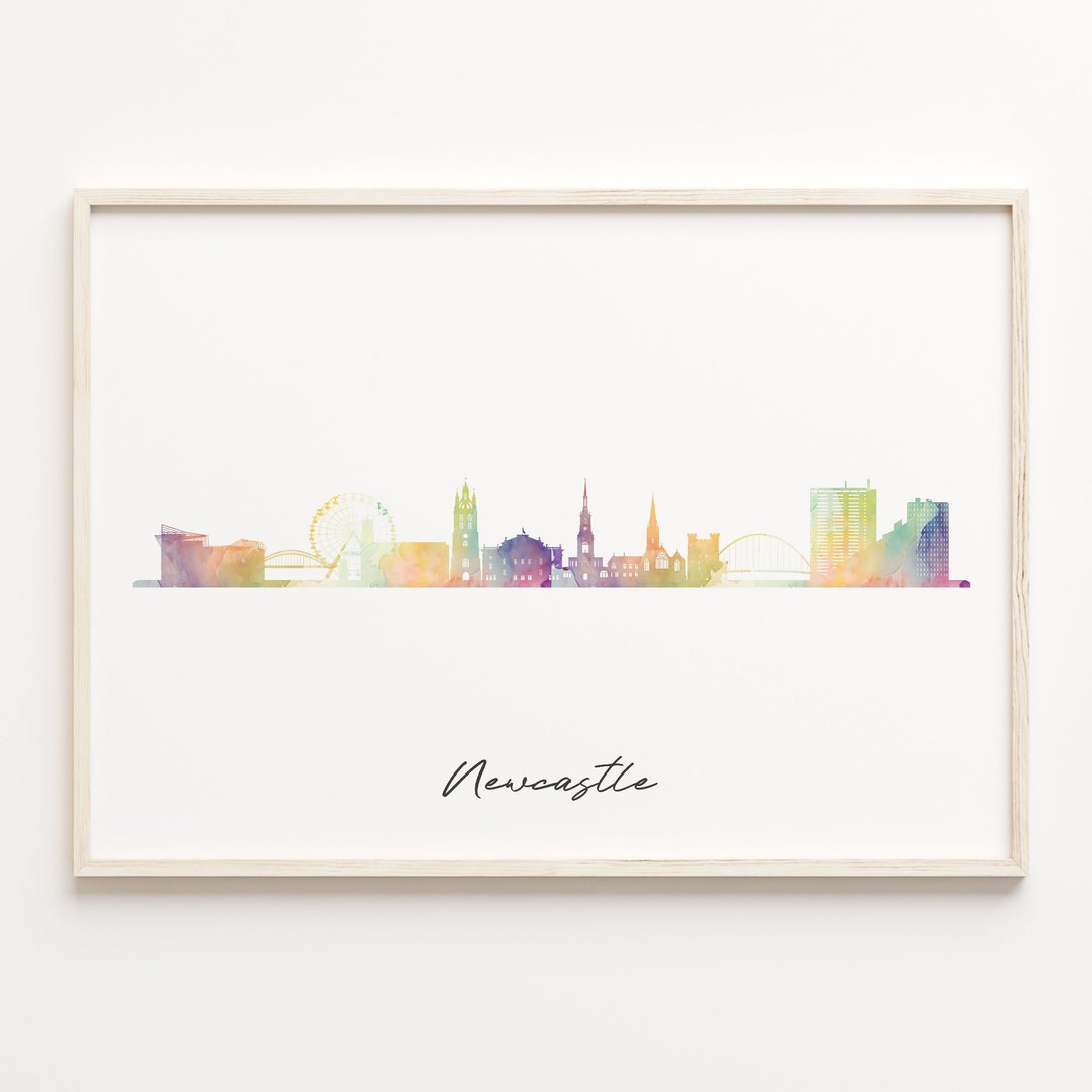 Newcastle Skyline Watercolor Print: United Kingdom Cityscape Art - Etsy