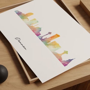 Dammam Skyline Print, Watercolor Cityscape, Saudi Arabia Wall Art ...