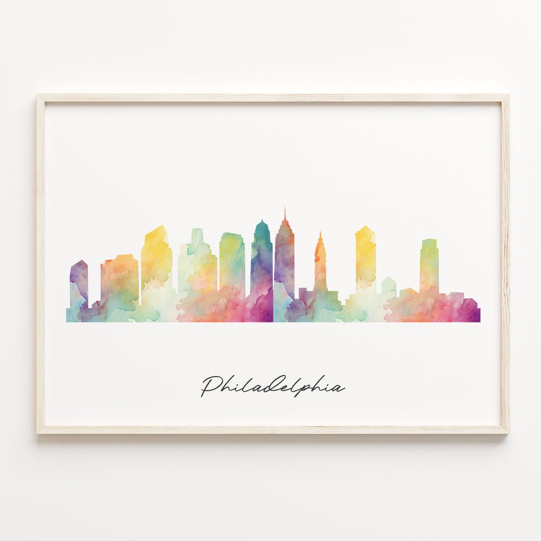 Philadelphia Skyline Watercolor Print: Colorful Cityscape Art - Etsy