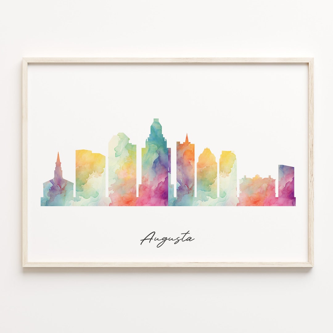 Augusta Skyline Print, Watercolor Cityscape, United States Wall Art ...