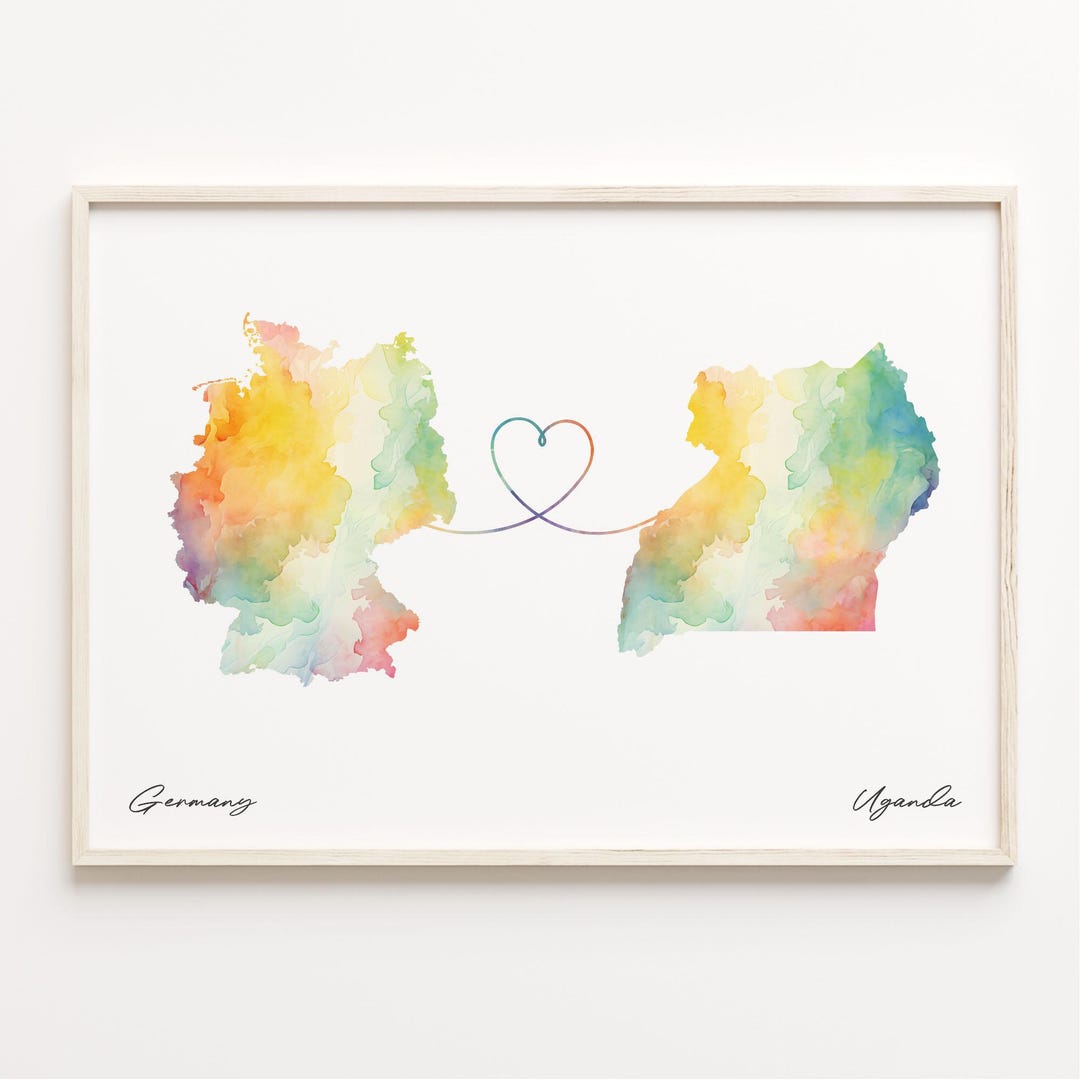 Germany Uganda Watercolor Map Print: Dual Citizenship Gift - Etsy