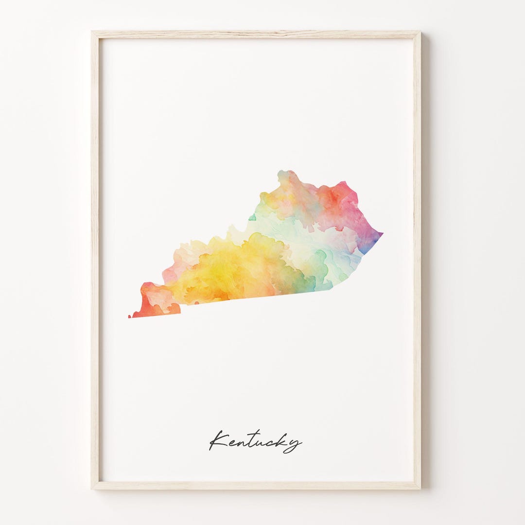Kentucky Watercolor Map Art Print: Colorful KY Travel Decor - Etsy