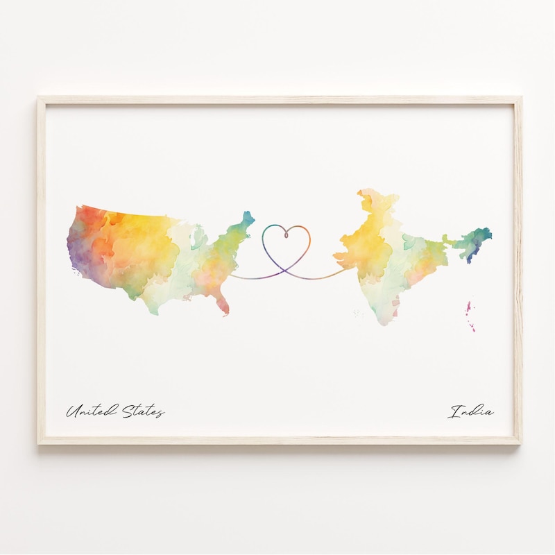 India to Us Map Poster - Etsy