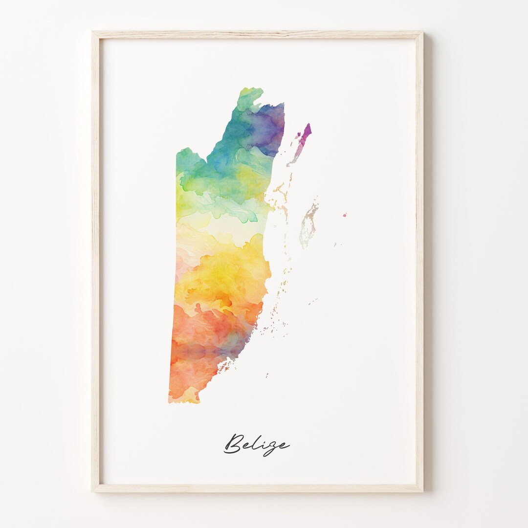 Belize Watercolor Map Art Print: Vibrant Country Wall Decor - Etsy