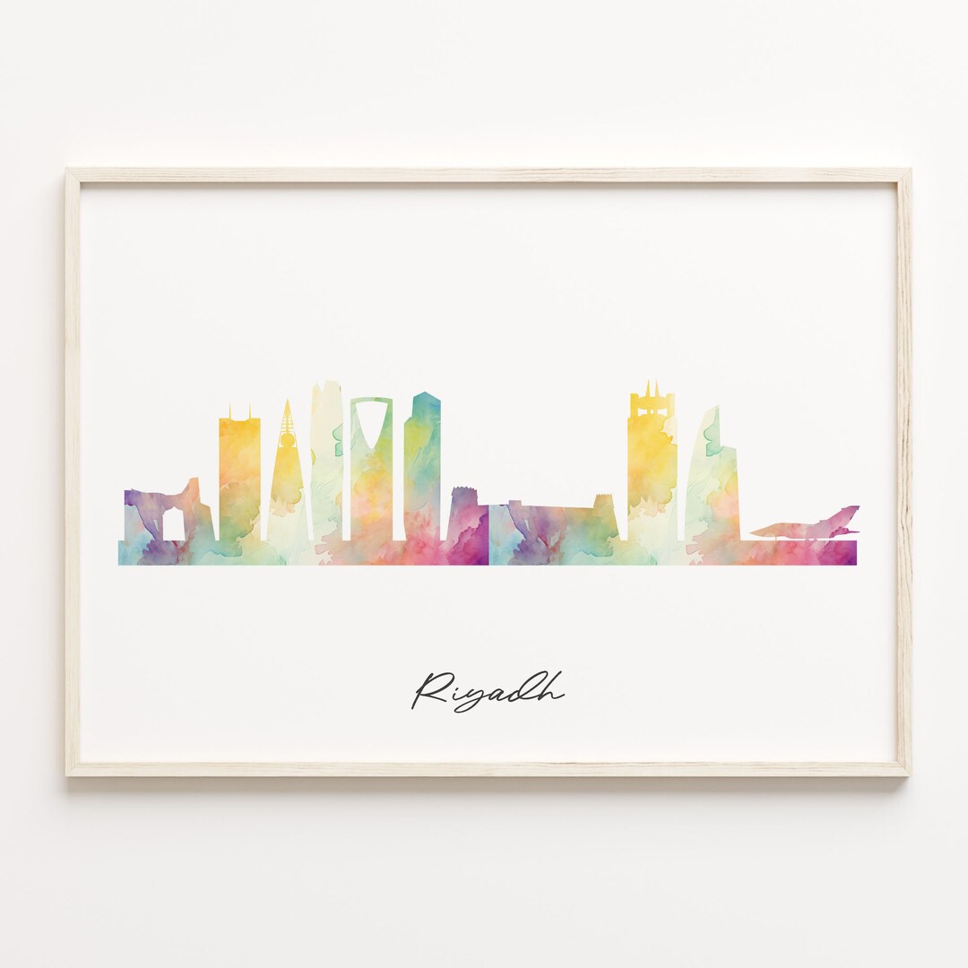 Riyadh Skyline Print, Watercolor Cityscape, Saudi Arabia Wall Art ...