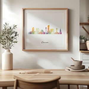 Dammam Skyline Print, Watercolor Cityscape, Saudi Arabia Wall Art ...