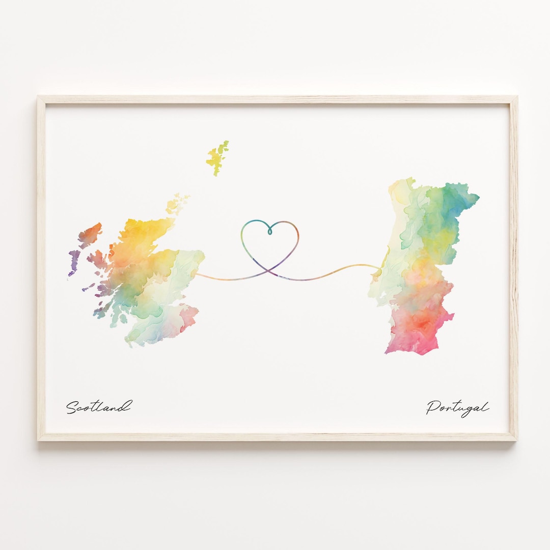 Scotland Portugal Watercolor Map Print: Cultural Roots Gift - Etsy