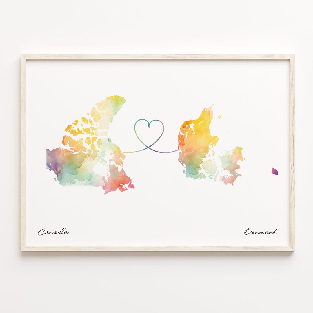 Canada to Denmark Print, Watercolor Map Poster, Czech Gift, Travel Wall ...