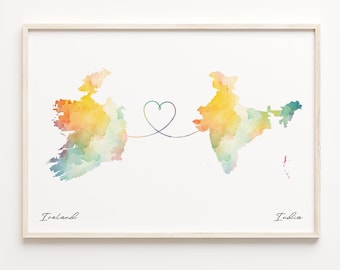 Ireland and India Map Black & Gold Travel Wall Art Print | Ireland ...