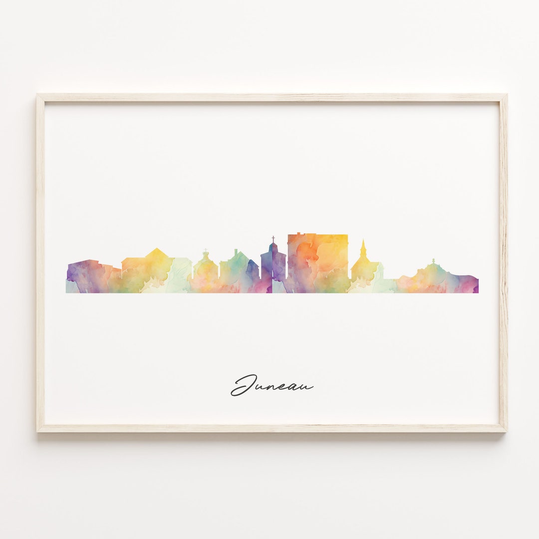 Juneau Alaska Skyline Watercolor Print: Cityscape Wall Art - Etsy