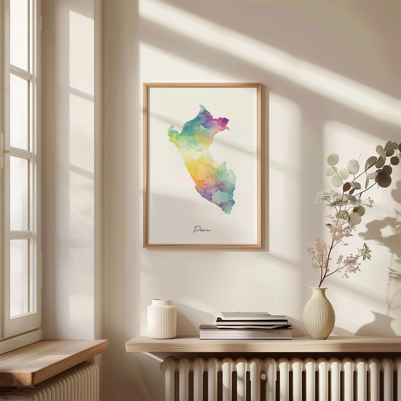 Peru Watercolor Map Print: Vibrant Peruvian Wall Art - Etsy