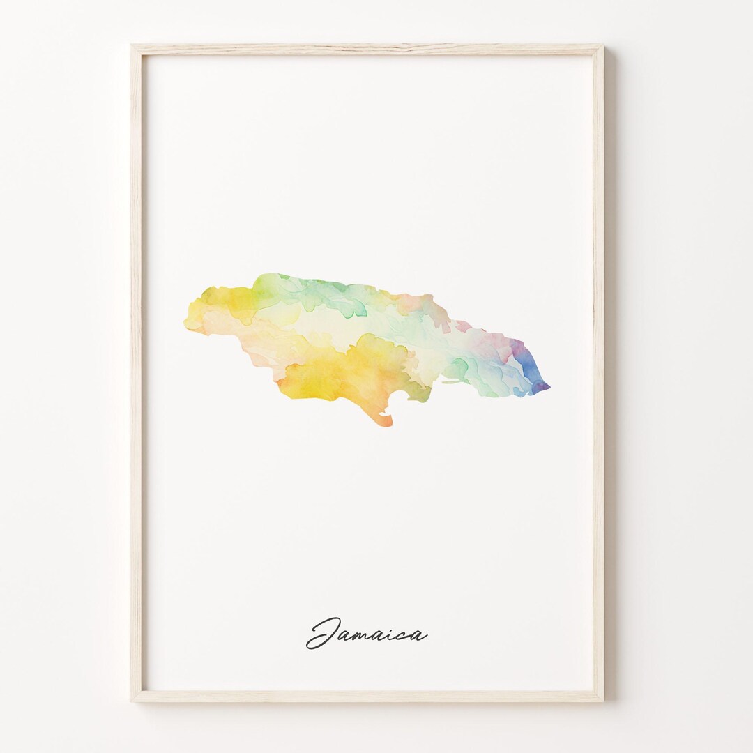 Jamaica Map Art Print: Vibrant Watercolor Country Wall Decor - Etsy