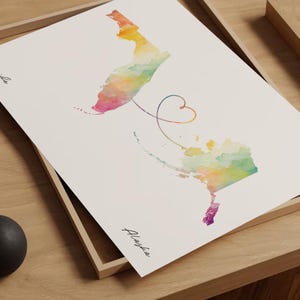 Florida to Alaska Print, Watercolor Map Poster, Alaskan Gift, Travel ...