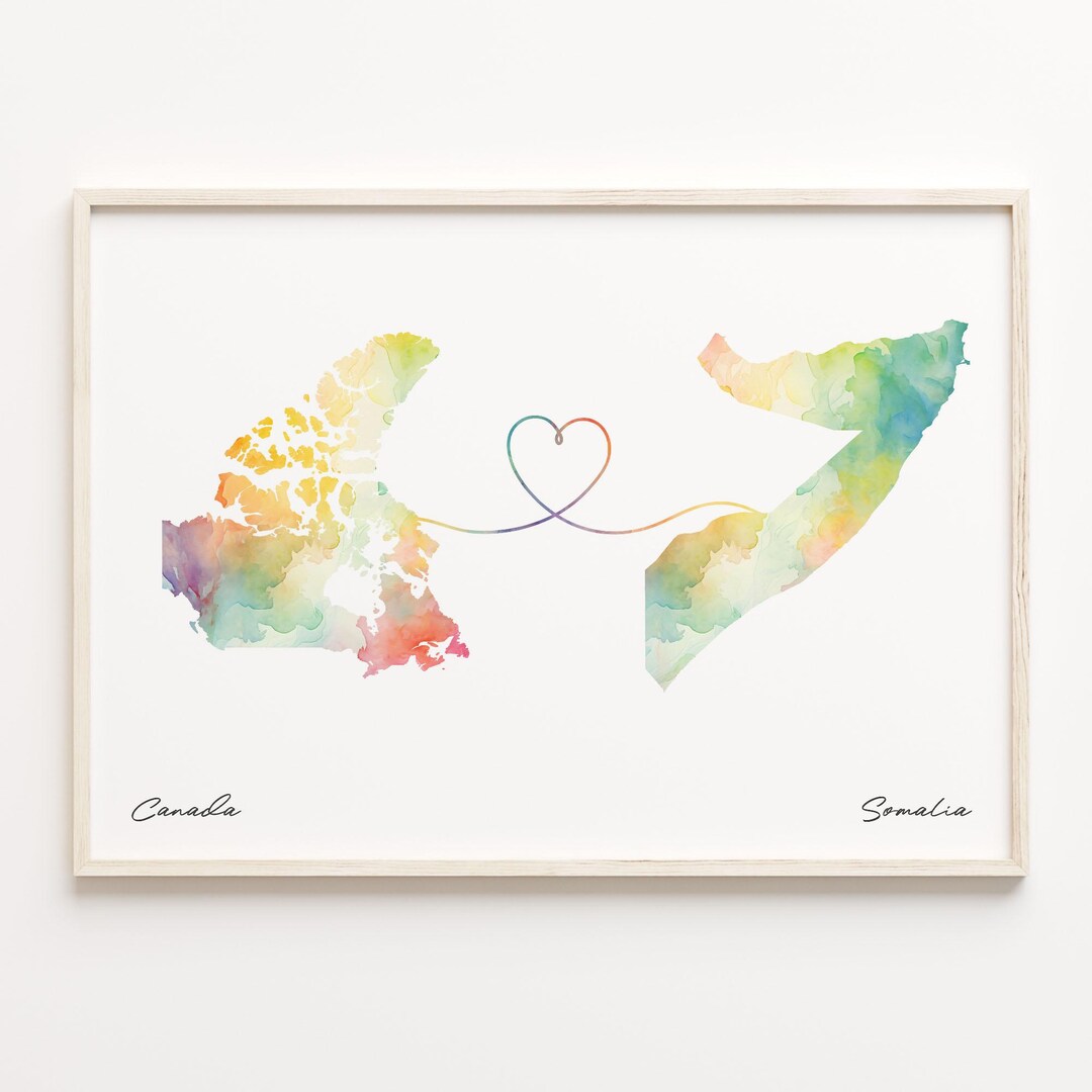 Canada to Somalia Print, Watercolor Map Poster, Solomon Islander Gift ...