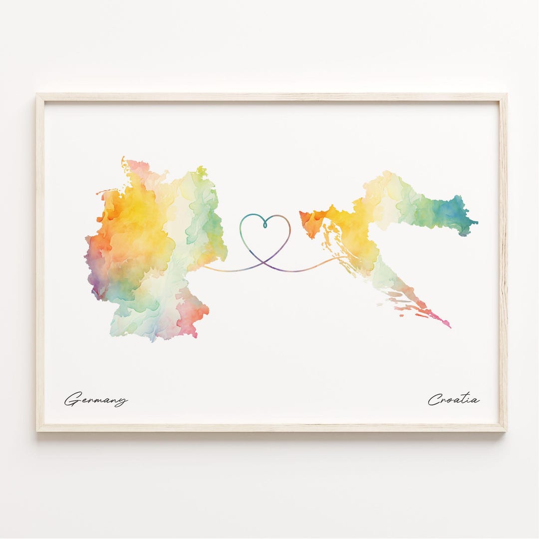 Germany to Croatia Print, Watercolor Map Poster, Croatian Gift, Travel ...