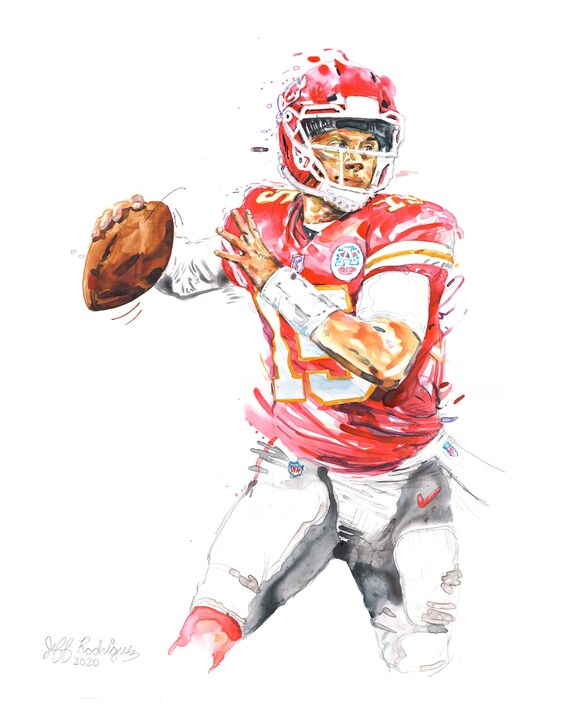 Watercolor Portrait of Kansas City Chiefs Football Player | Etsy