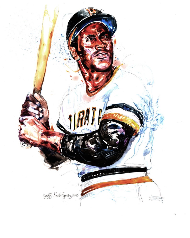 Watercolor Portrait of Pittsburgh Baseball Player Roberto - Etsy