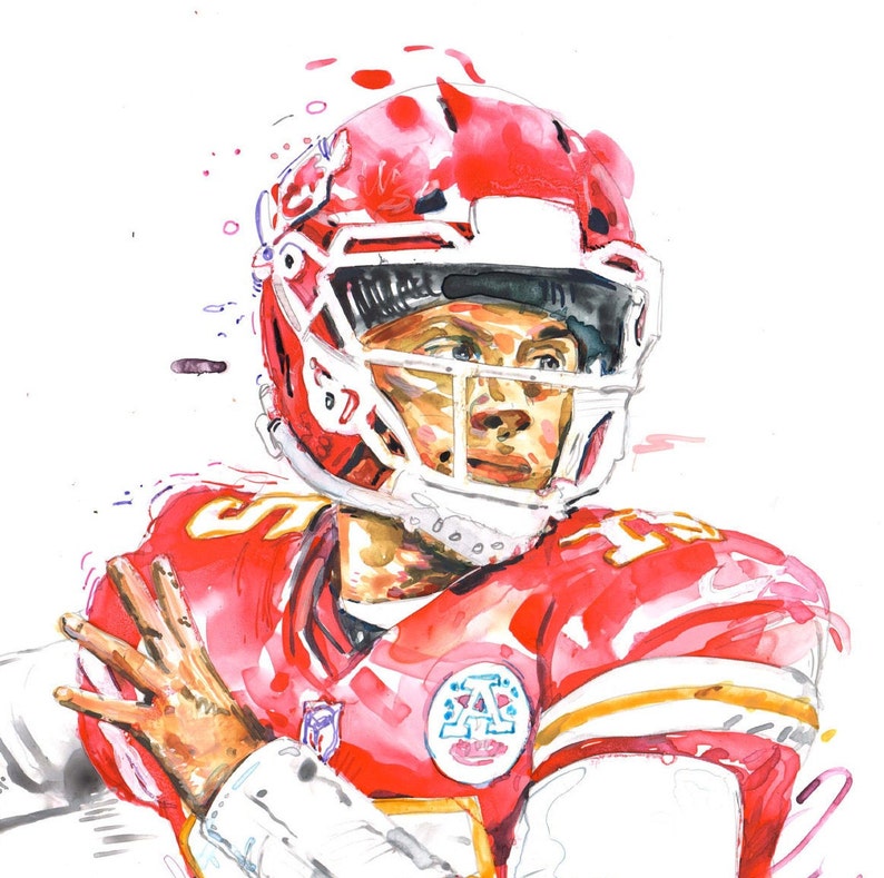 Watercolor Portrait of Kansas City Chiefs Football Player - Etsy