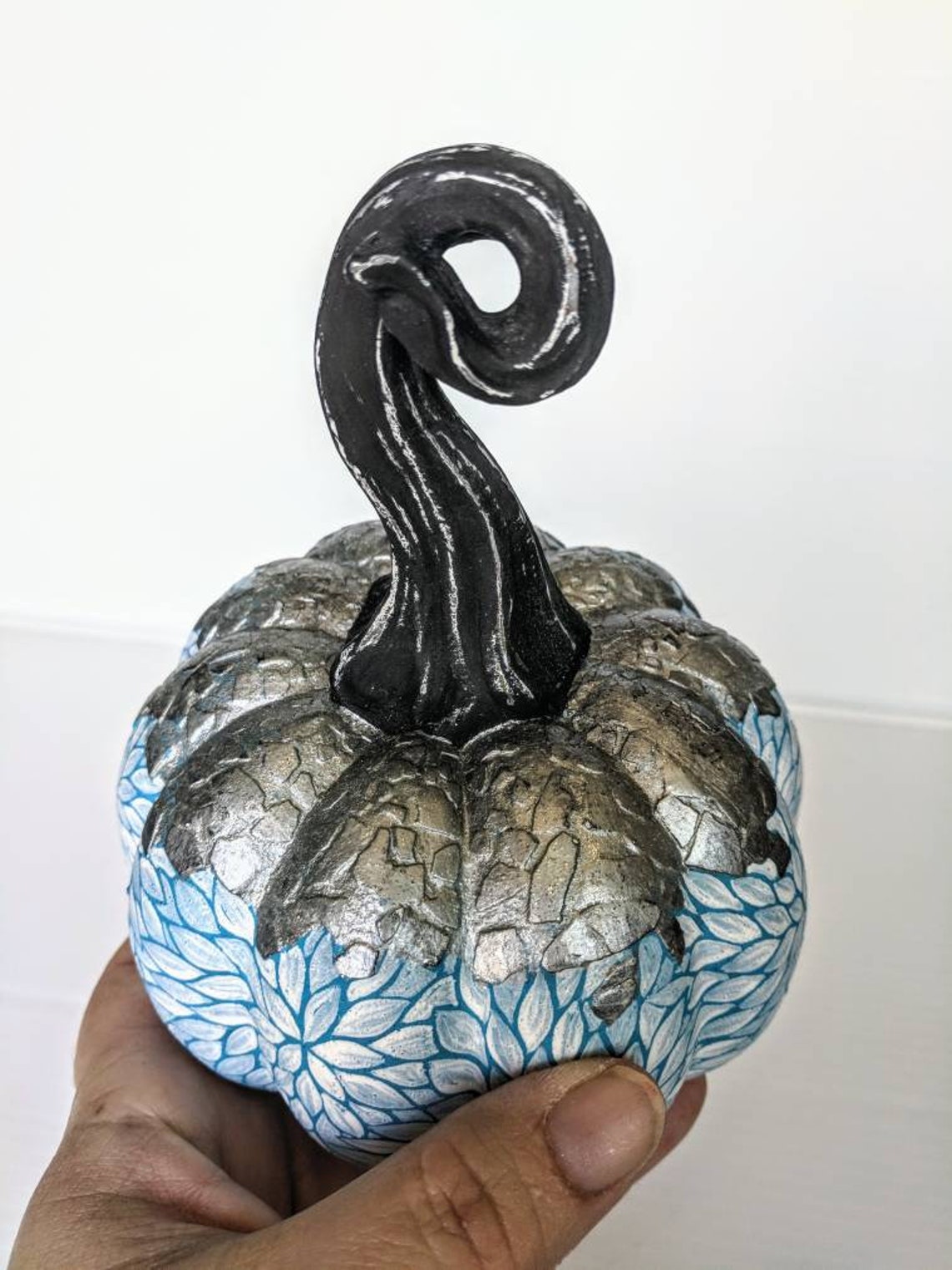 Pumpkin Hand Painted Pumpkin Gothic Pumpkin Blue Black and - Etsy
