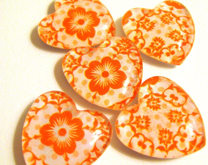 Refrigerator Magnets: Orange Heart Magnets Set of Five 5 - Etsy