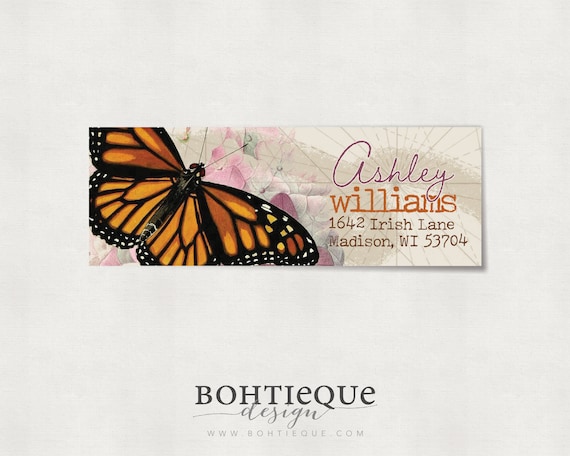 Ashley Monarch Butterfly Return Address Labels Set of 40 - Etsy