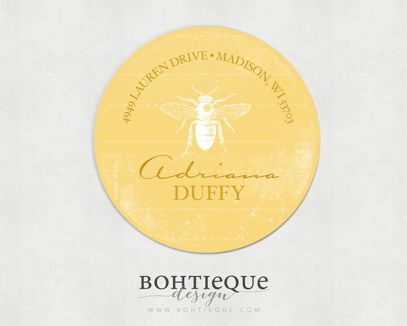 Golden Honey Bee Personalized Return Address Label Set of 40 | Etsy