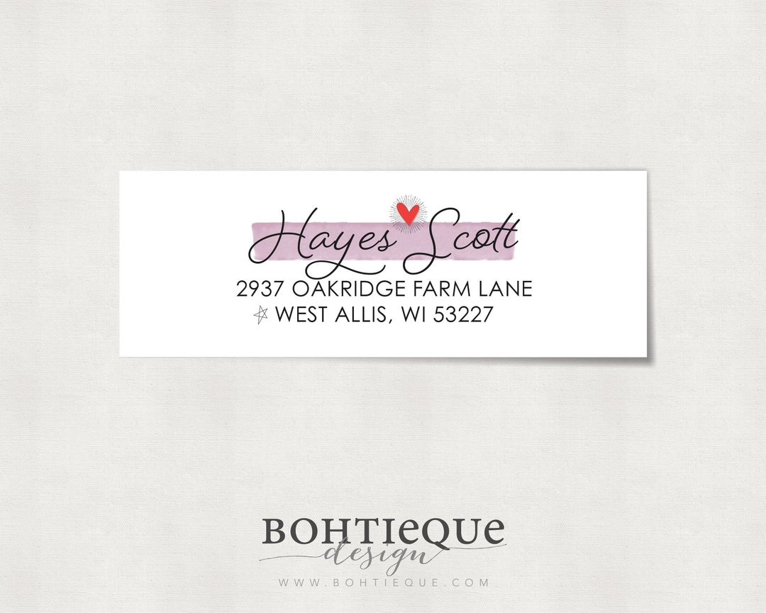 Hayes Watercolor Heart Address Labels, Cute Address Labels, Set of 36 ...