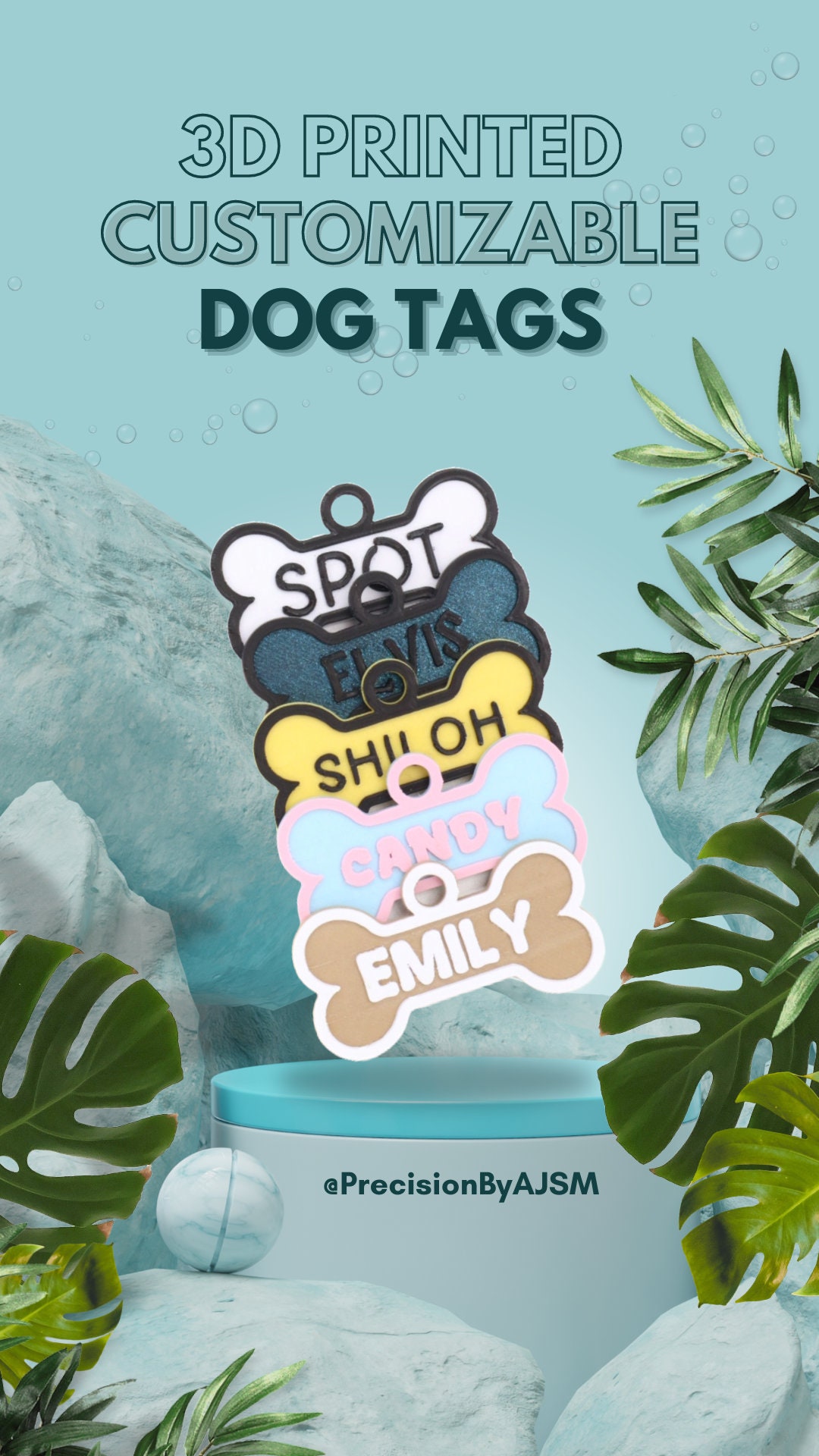 Customizable 3D Printed Dog Tag: Personalize Name, Colors, Contact Info ...