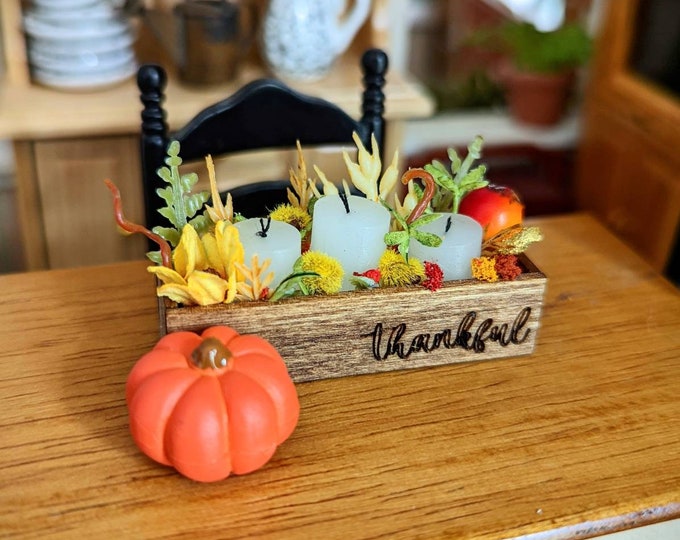 Dollhouse Miniature 1:12 Thankful Centerpiece Box W Pumpkin - Etsy