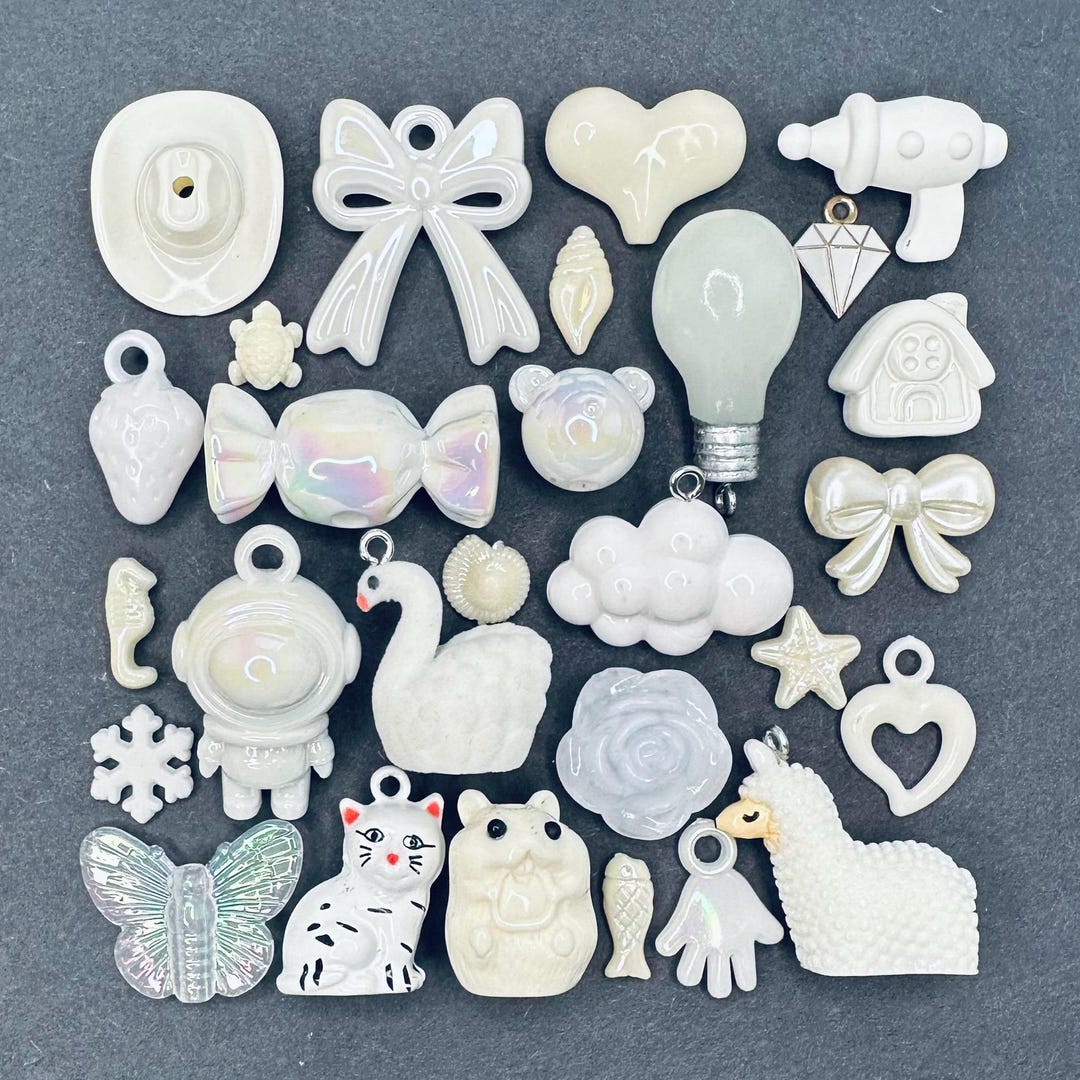 White Neutral Premium Collection of Miniature Trinkets and Charms - Etsy